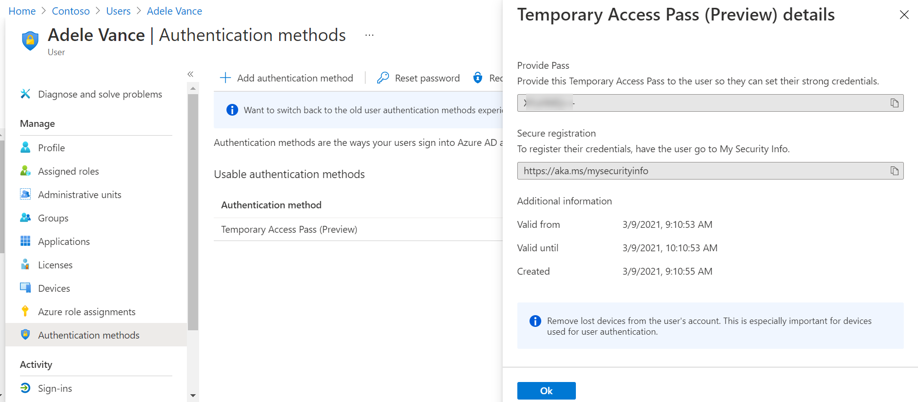 Temporary Access Pass [Public Preview] | Thibault Chatiron